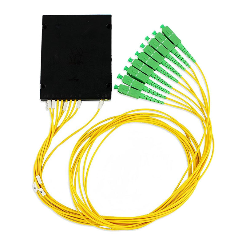 1x8 PLC Fiber Splitter, 100x80x10mm Plastic Box, 1.5m G.657A1 Fiber