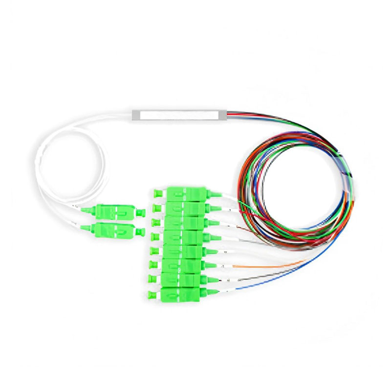 2x8 PLC Splitter, 60x7x4mm, Micro/Mini, Blockless, 1m G.657A1 Fiber