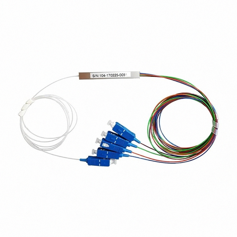 1x4 Color Coded PLC Splitter, Mini Type, 60x7x4mm, G.657A1 Fiber
