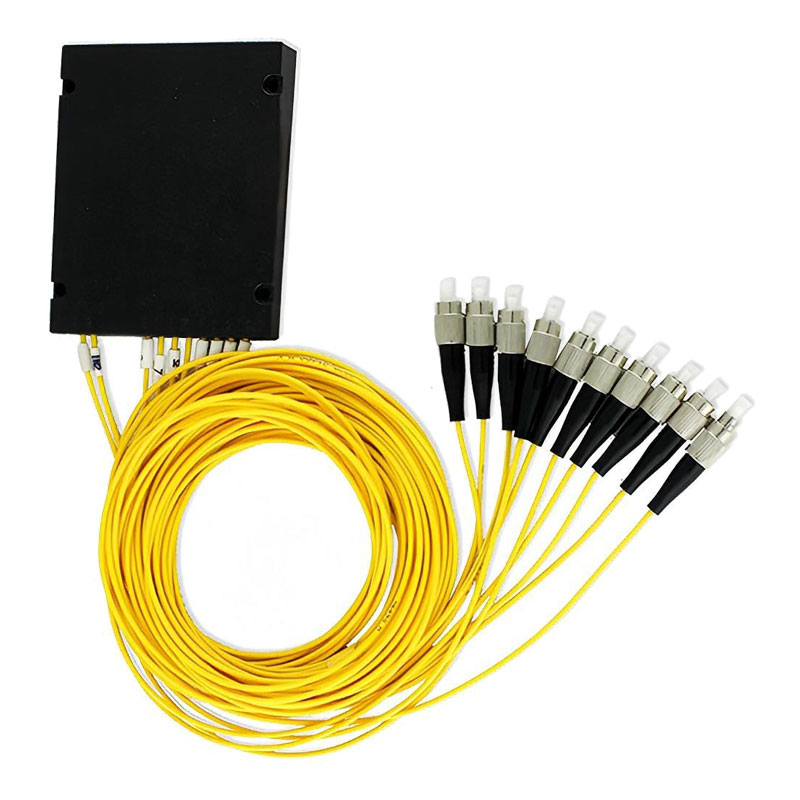 2x8 PLC Fiber Splitter, 100x80x10mm Plastic Box, 2.0mm G.657A1 Fiber, 1.5m