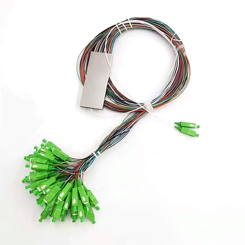 2x64 PLC Splitter, 100x40x6mm, Micro/Mini, Blockless, 1m G.657A1 Fiber