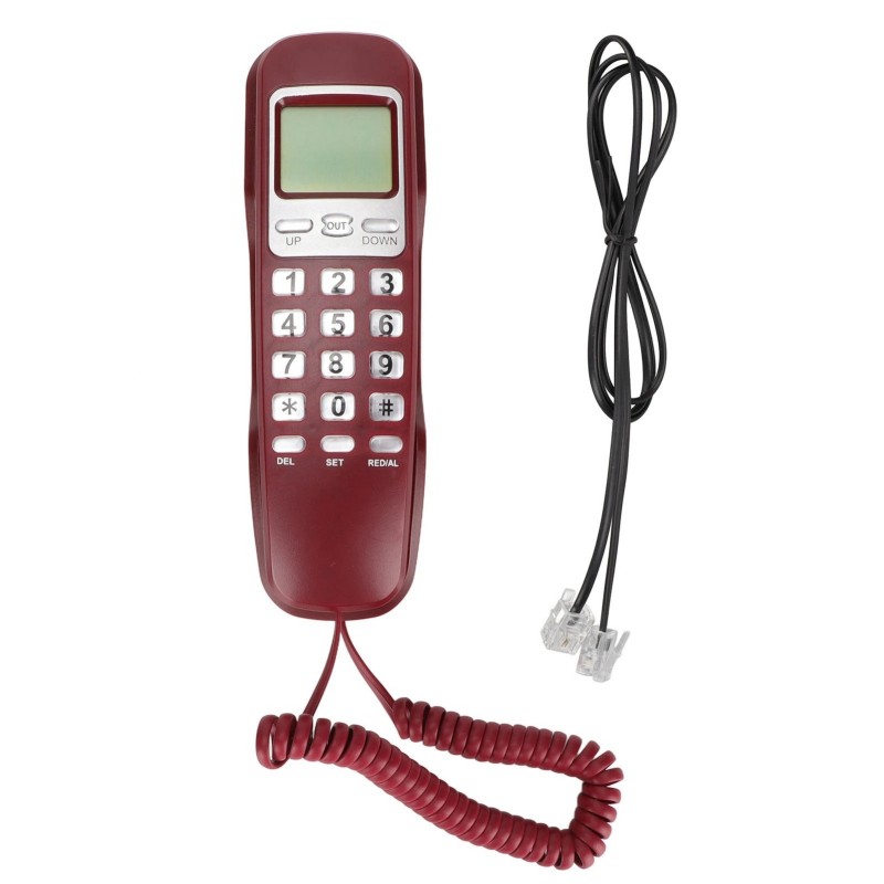 Mini Corded Landline Phone with LCD & Redial for Office, Hotel, Restaurant