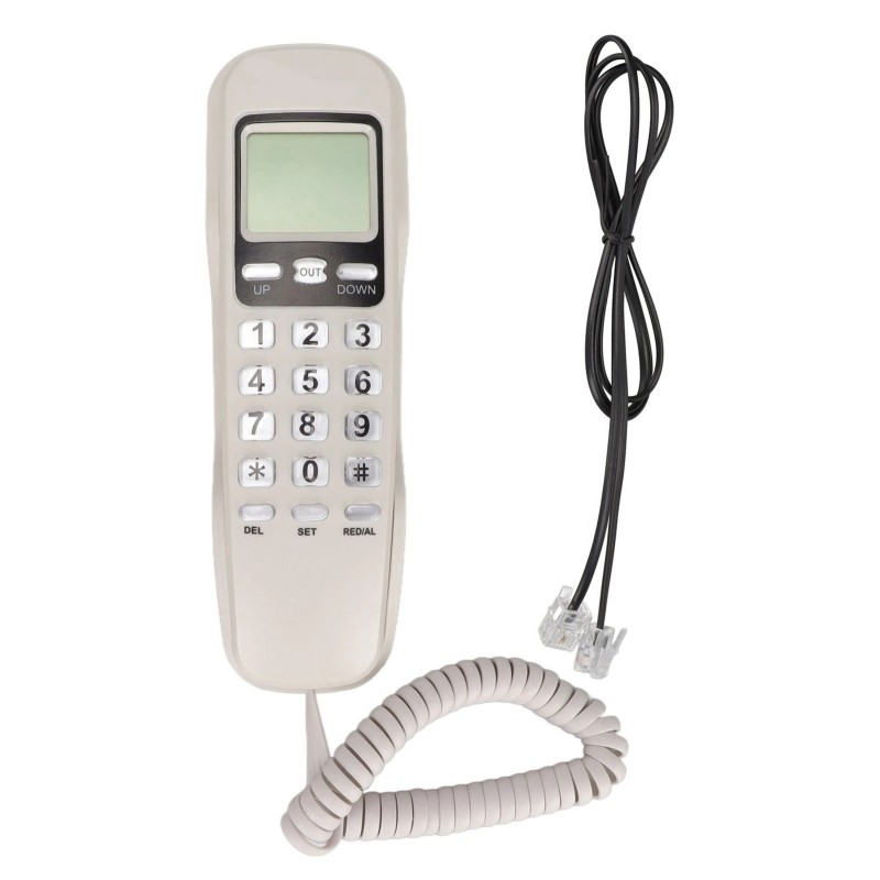 Mini Corded Landline Phone with LCD & Redial for Office, Hotel, Restaurant